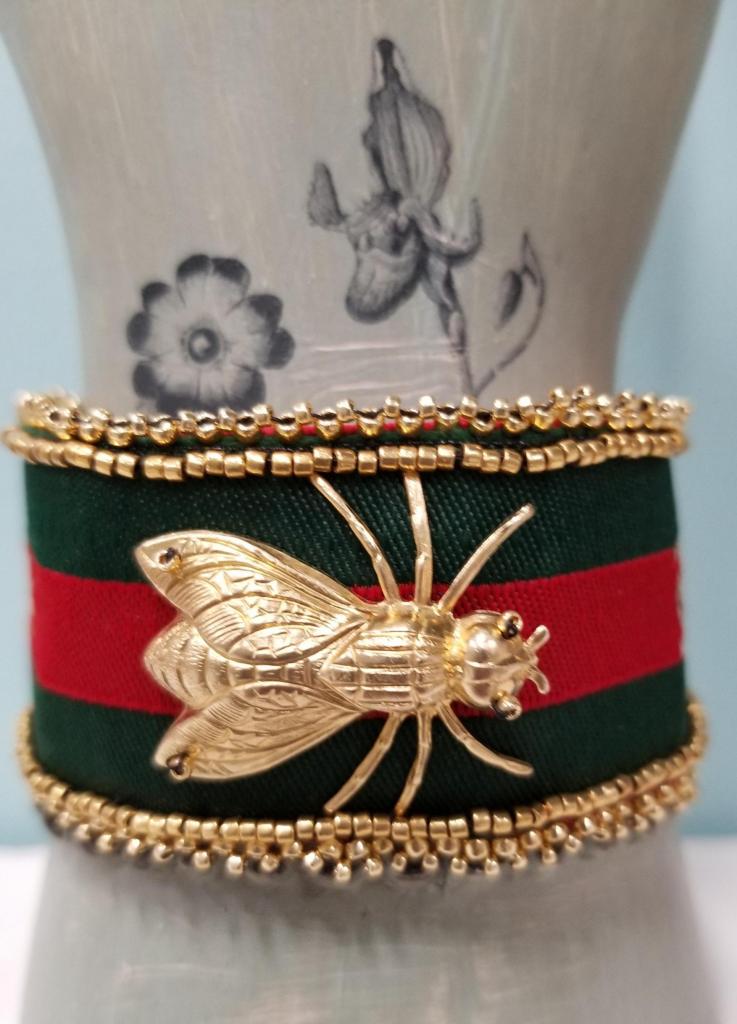 Gucci Inspired FLY and BEE Bead Embroidered Cuff ⋆ Behold Jewelry ...